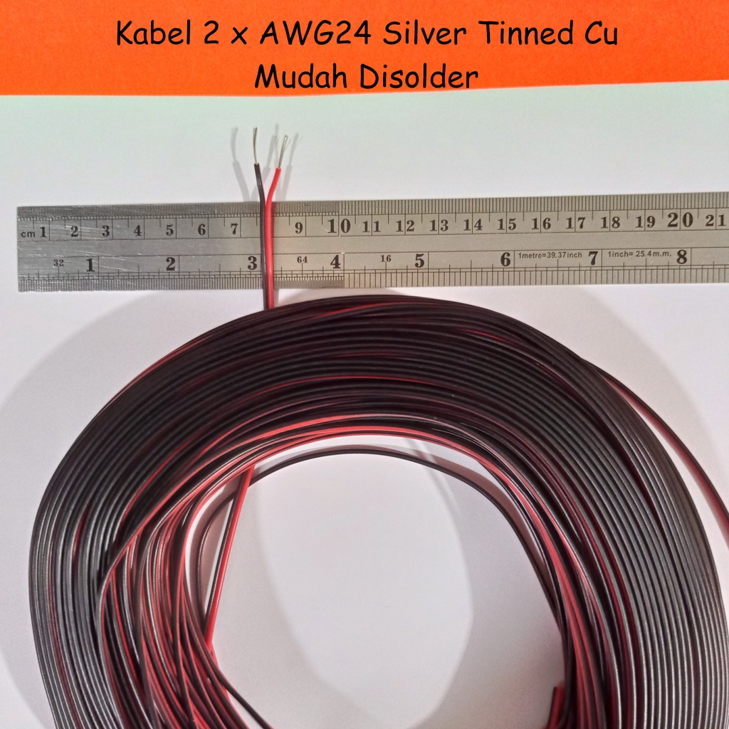 Jual Kabel 2 x AWG24 Silver Tinned Cu Tembaga Mudah Disolder Per Meter 24AWG x 2 Cable AWG 24 ...