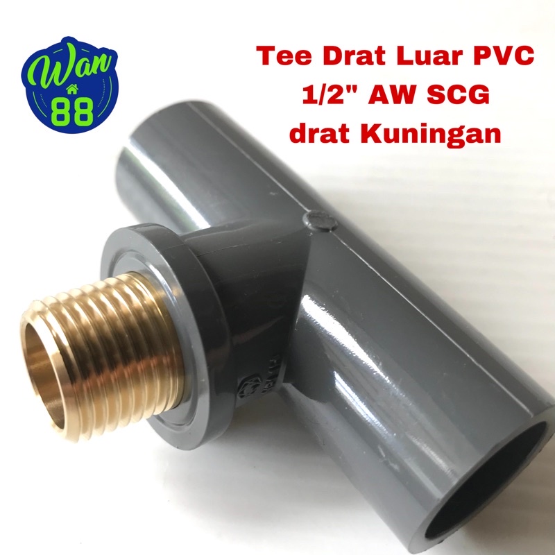 Jual Tee Drat Luar PVC 1/2” AW SCG drat Kuningan | Shopee Indonesia