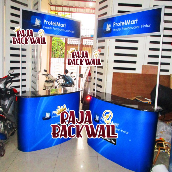 Jual pop up counter | meja jualan Plus header / Plang Nama Logo ...