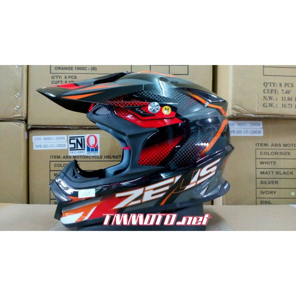 Jual Helm Cross Zeus Z912 AF3. Black Grey ( fiberglass ) | Shopee Indonesia
