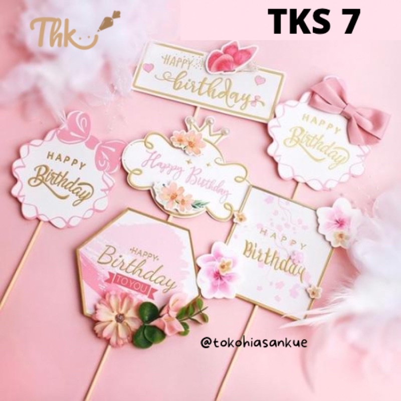 Jual TKS 7 - Hiasan Tusukan Kue Cake Topper Karton Happy Birthday ...