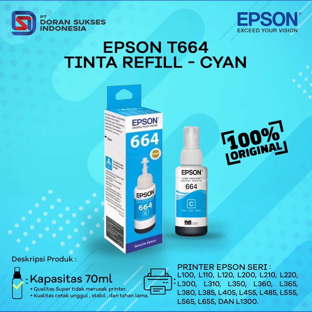 Jual Tinta Printer Refill Isi Ulang Epson T664 Black Cyan Magenta Yellow - Original | Shopee ...