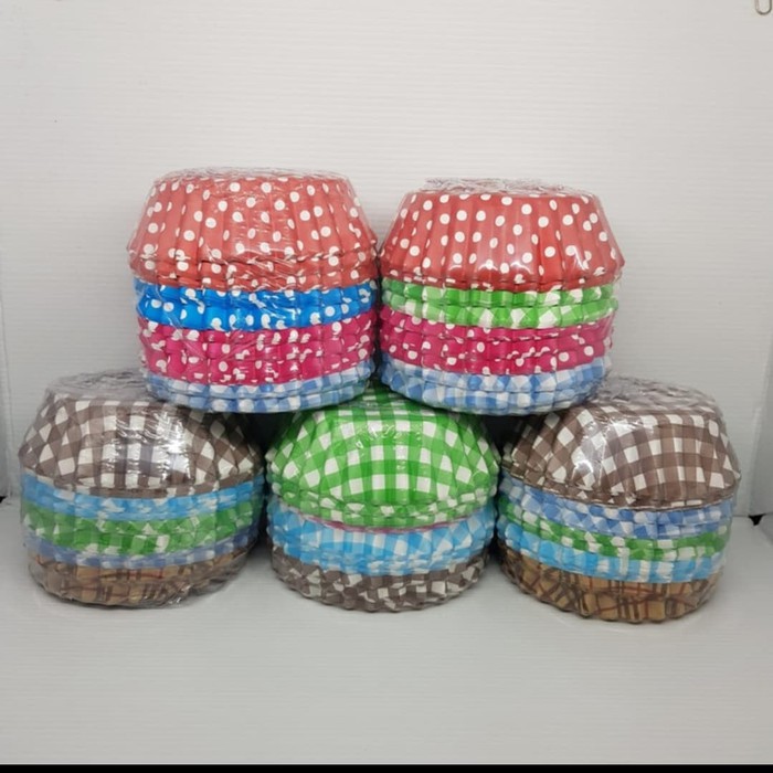 Jual Kertas Alas roti kue bulat cupcake cup cake laminasi mixed campur ...