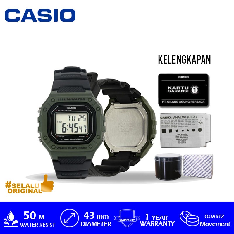 Jual Jam Tangan Casio W-218H-3AVDF Dengan BOX Kaleng Original ...