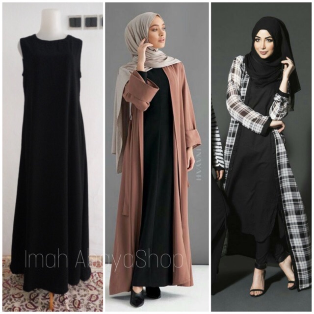 Jual Inner Gamis Kutung Tanpa Lengan Buntung Jetblack Wolfis Bisa ...