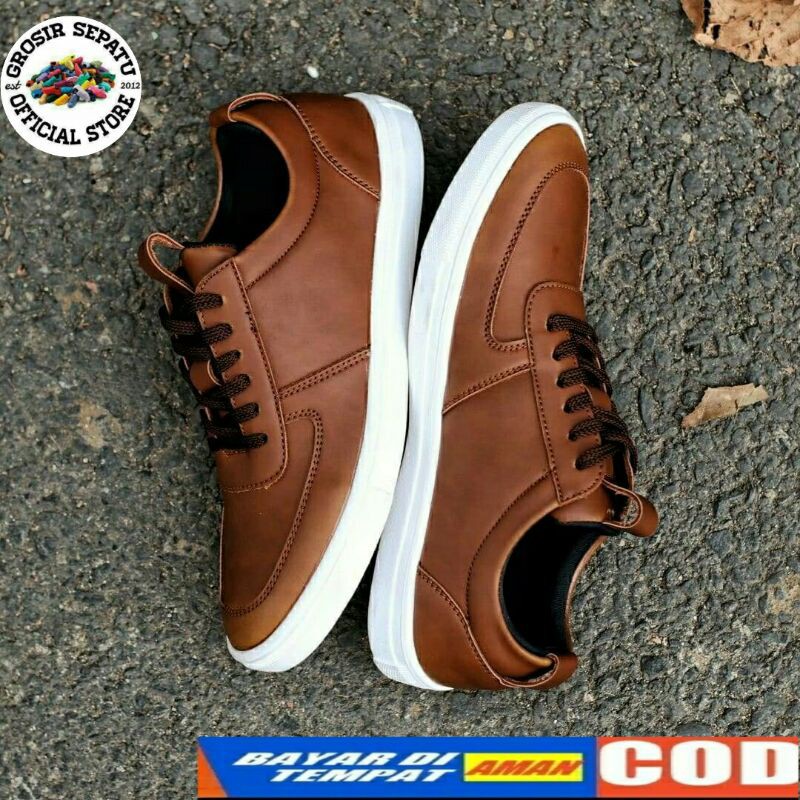 Jual REGAN COKLAT |HEROES| Sepatu Sneakers Coklat Putih Sporty Kasual ...