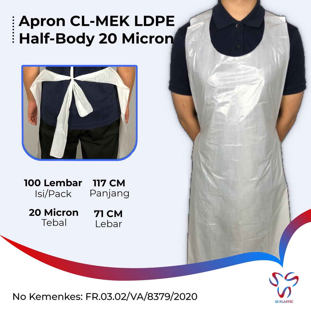 Jual APRON CELEMEK PLASTIK MEDIS SEKALI PAKAI 20 MICRON / DISPOSABLE ...