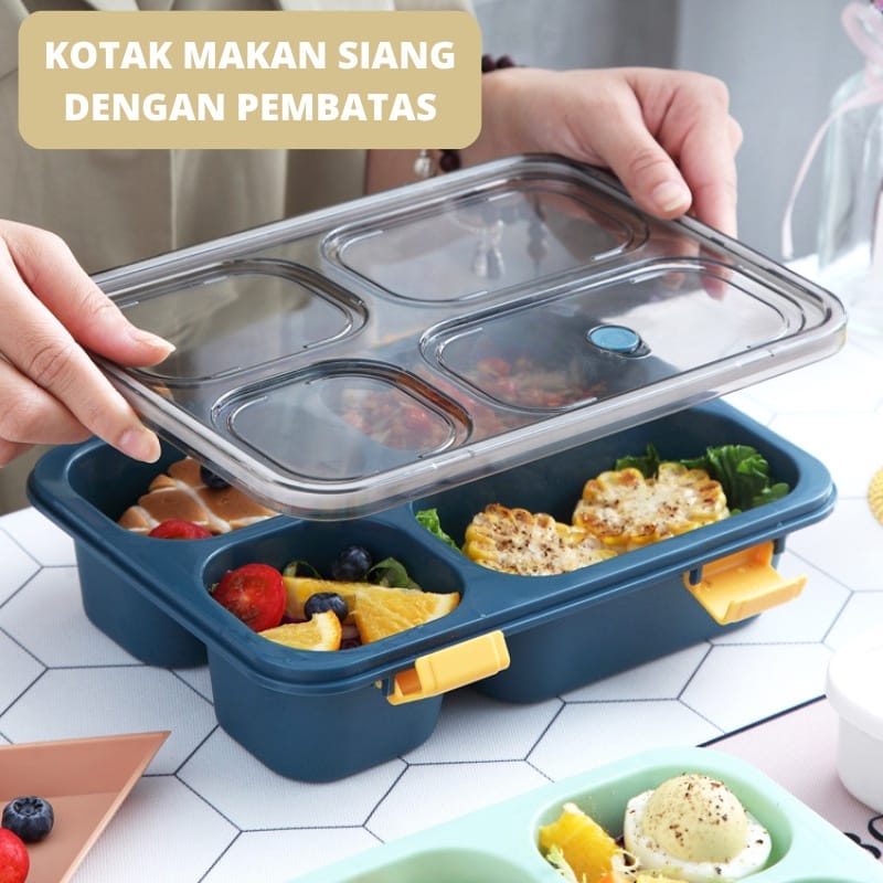 Jual Tempat Makan Kotak Bekal Microwave Kotak Makan Lunch Box 3/4 Grid ...