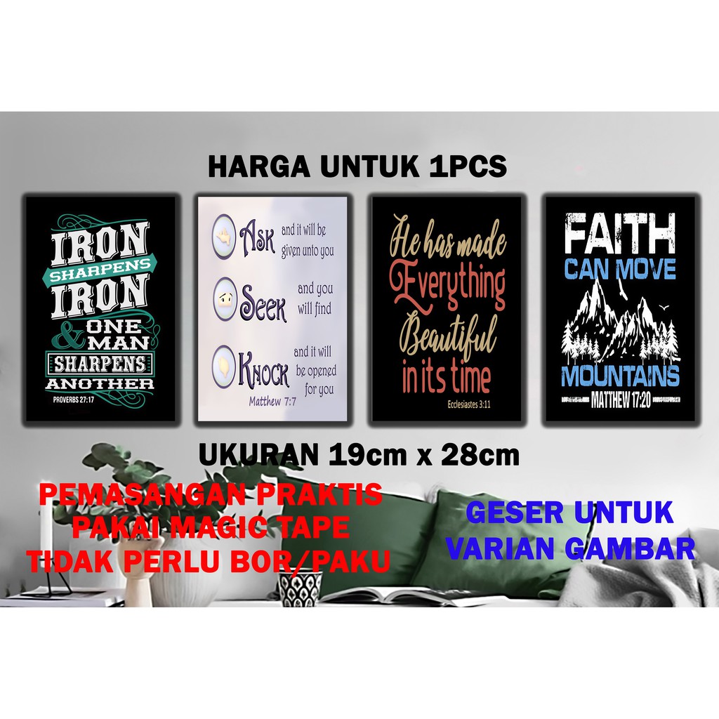 Jual poster gambar ayat injil 19cm x 28cm / lukisan dekorasi dinding 1 ...