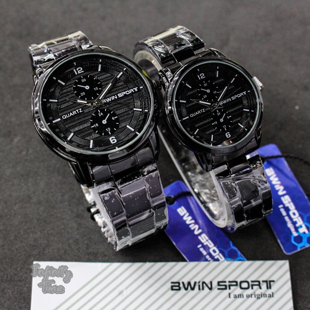 Jual Jam Tangan Couple Awin Bwin Sport M1036G M1036L Cowok Cewek Analog Rantai Stainless ...