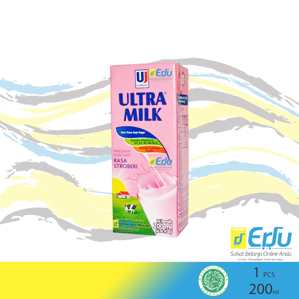 Jual ECER Susu UHT Ultra Milk Strawberry Susu Rasa Stroberi Halal MUI ...