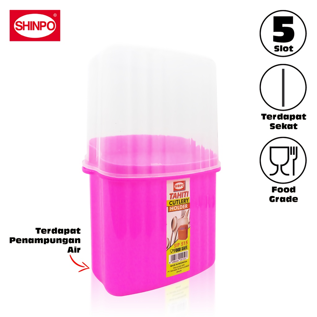Jual SHINPO Tempat Sendok Plastik Dengan Tutup 5 Sekat Tahiti Cutlery ...