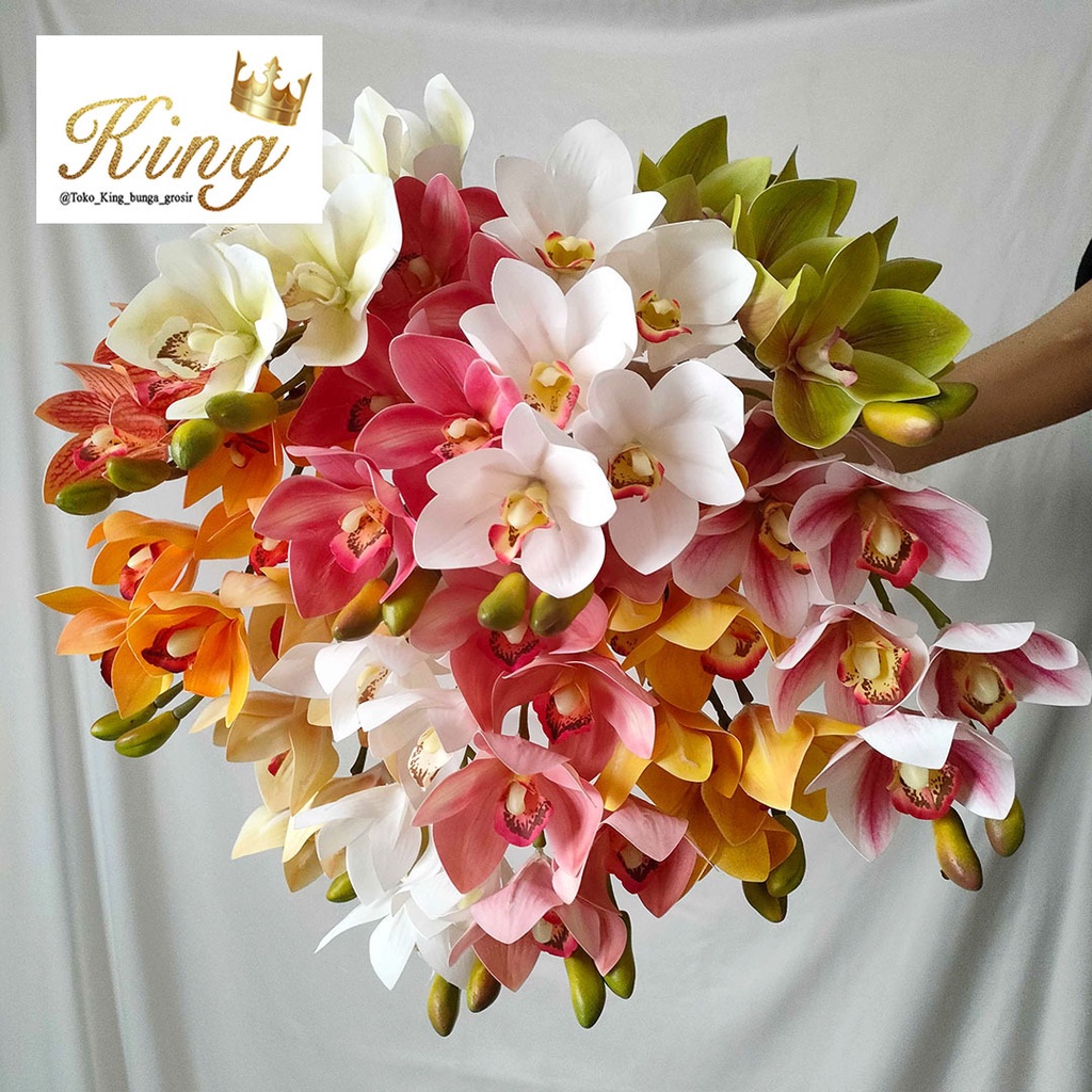Jual Artificial Flower Cymbidium Real Touch Bunga Tanaman Palsu Anggrek ...
