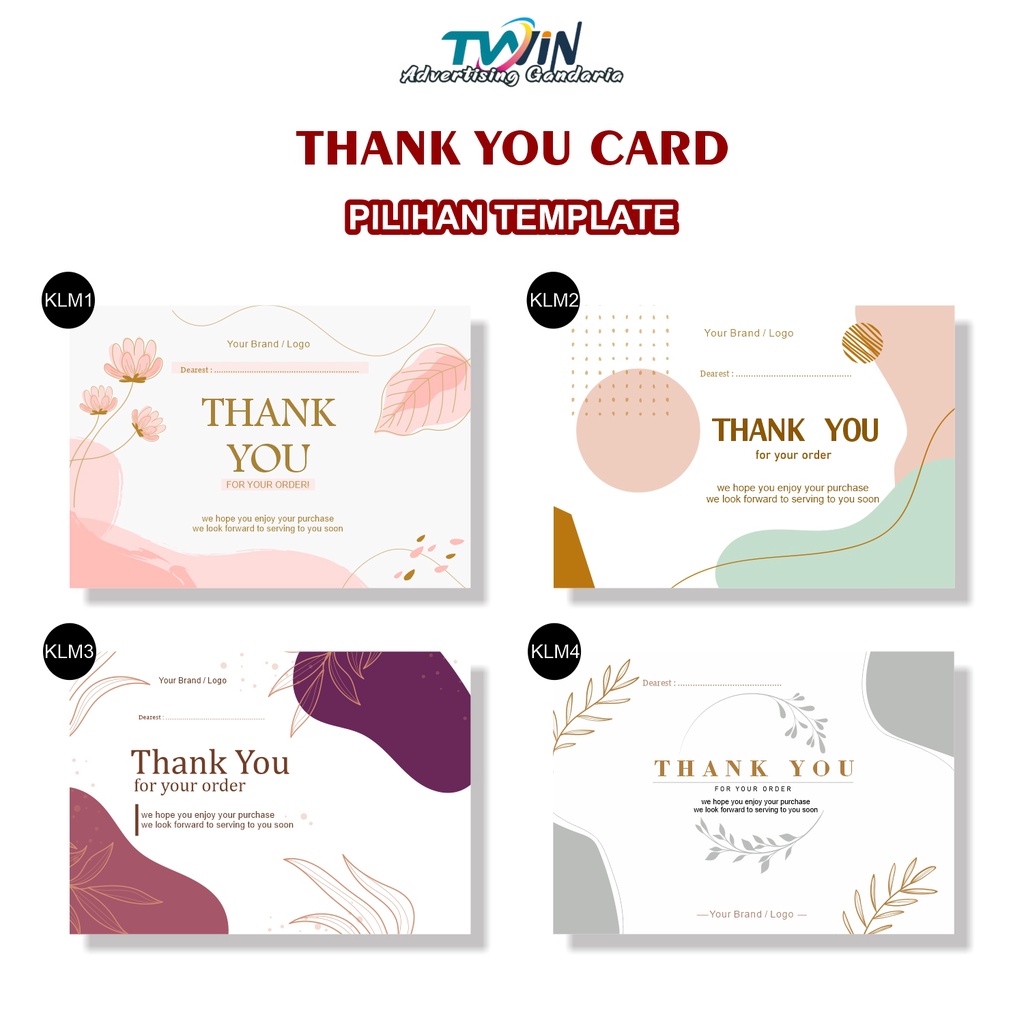 Jual KARTU UCAPAN TERIMA KASIH THANK YOU CARD KARTU HAMPERS SOUVENIR ...