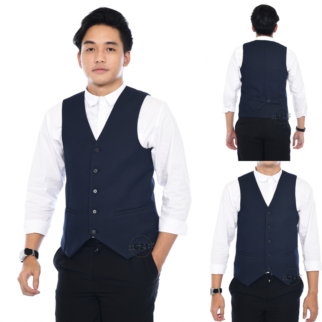 Jual Rompi Vest Jas Pria Formal Hitam Slimfit Kerja Kantor Premium High ...
