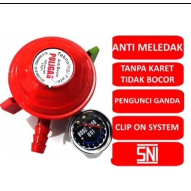 Jual poligas regulator tekanan rendah meter double lock, SNI | Shopee ...