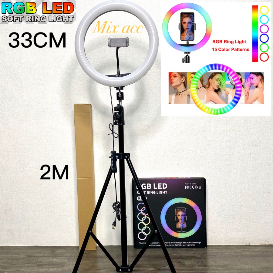 Jual MIXIO Ring Light RGB 33CM + TRIPOD 2M Led Rainbow Video LED TIKTOK ...