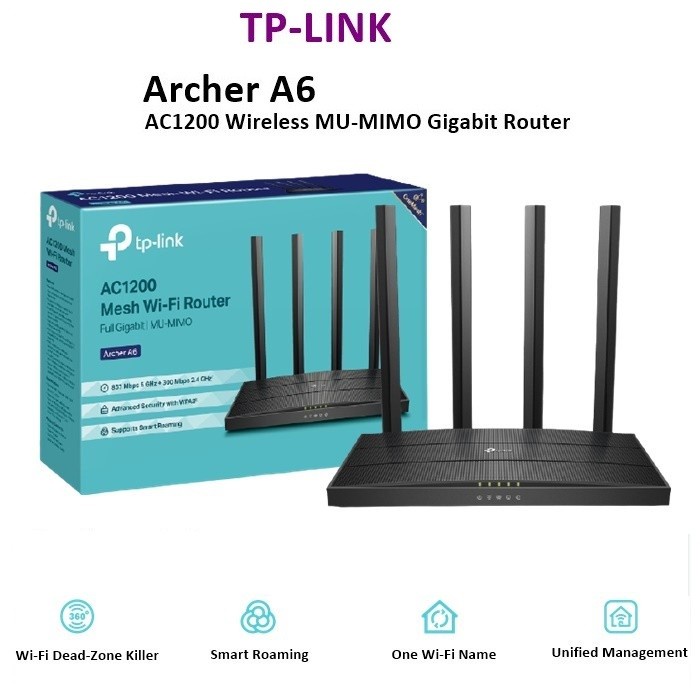 Jual TP-Link Archer A6 AC1200 Wireless MU-MIMO Gigabit Router ArcherA6 ...