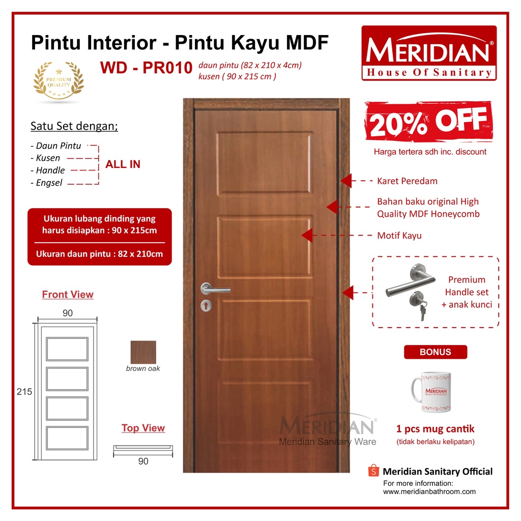 Jual Pintu Kayu MDF MERIDIAN - WD PR010 | Shopee Indonesia
