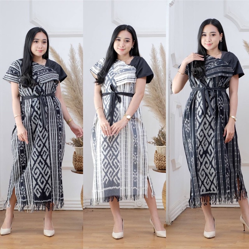Jual DRESS AURORA TENUN IKAT ASLI SONGKET DRESS ETNIK DRESS KONDANGAN DRESS SONGKET KIMONIK ...