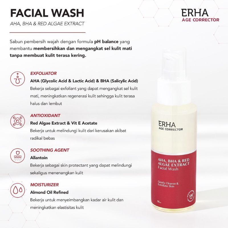 Jual ERHA Age Corrector Facial Wash 90ml - AHA, BHA & Red Algae Extract ...