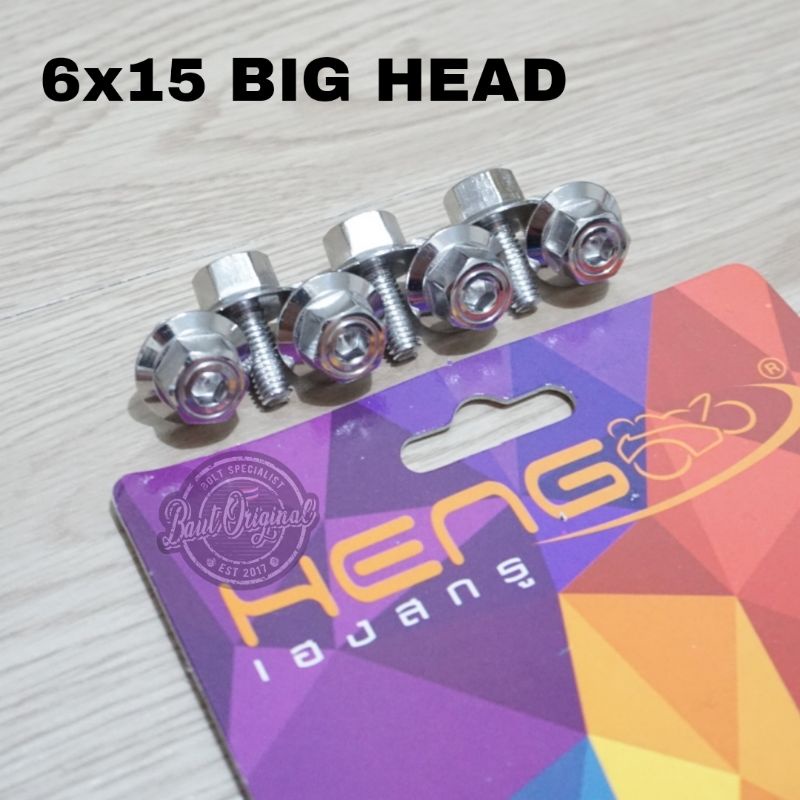 Jual baut probolt stainless 6x15 big head drat 10 panjang 1.5cm original heng | Shopee Indonesia