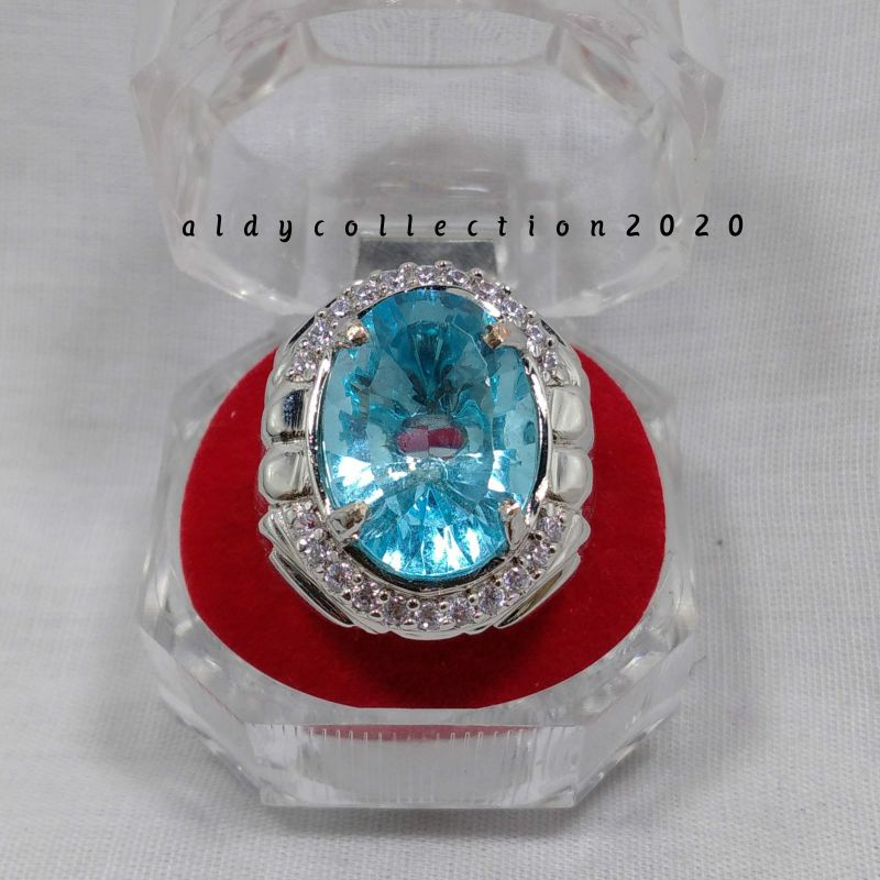 Jual Batu cincin Blue Topaz Asli Lengkap Dengan Seetifikat Lab | Shopee ...