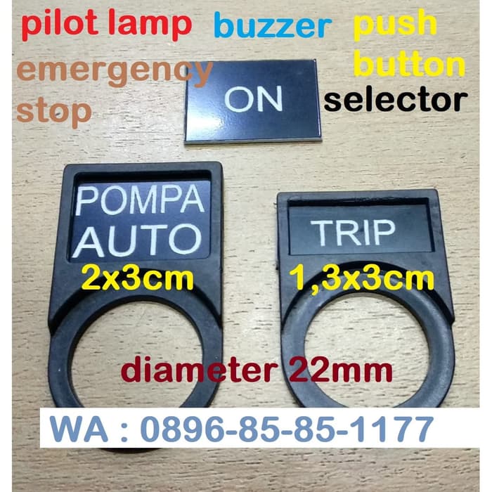 Jual Label Nameplate 22mm Pilot lamp / push button / selecor / emergency | Shopee Indonesia