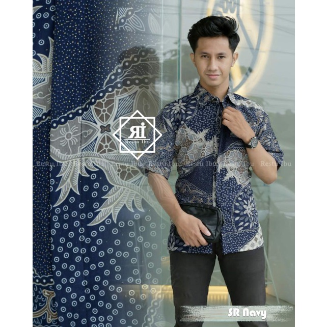 Jual COUPLE BATIK / BATIK MODERN / SERAGAMAN KELUARGA MOTIF SEROJA NAVY ...