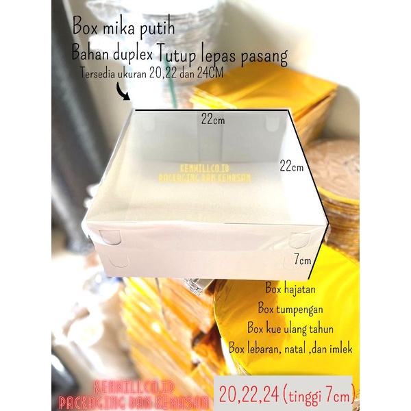 Jual KOTAK HAMPERS PUTIH MIKA BENING 22x22x7CM BOX HAMPERS BOX KUE BOX ...
