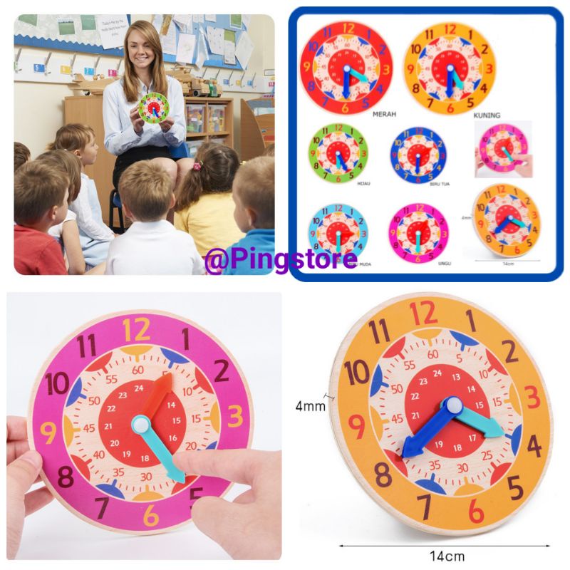 Jual Mainan Edukasi Belajar Anak Mengenal Jam Dinding Pembelajaran Jam ...