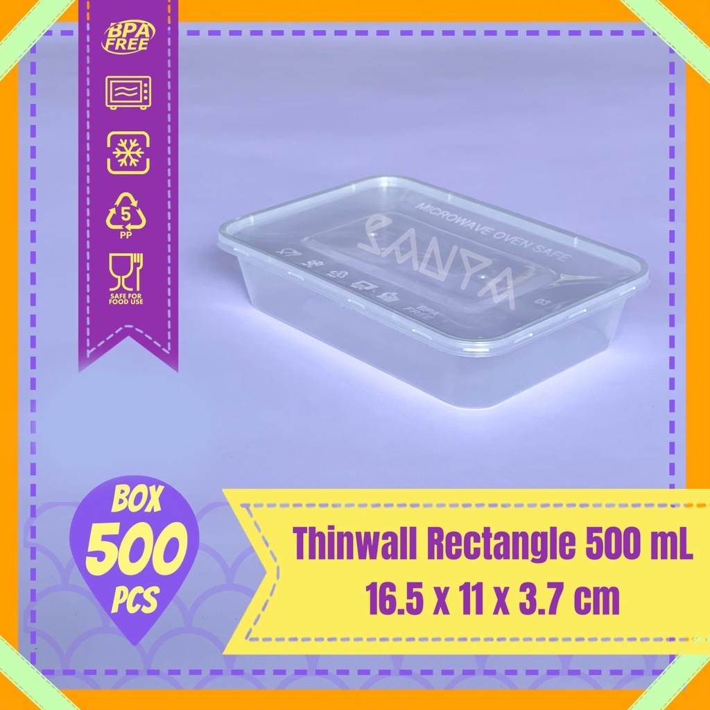 Jual Thinwall Persegi Rectangle 500 mL / 500mL BOX isi 500 pcs | Shopee ...