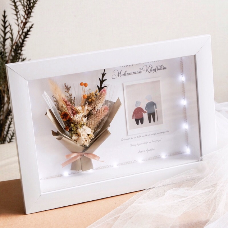 Jual Flower in Frame 20x30cm (Termasuk Lampu) | Bunga Kering | Kado ...