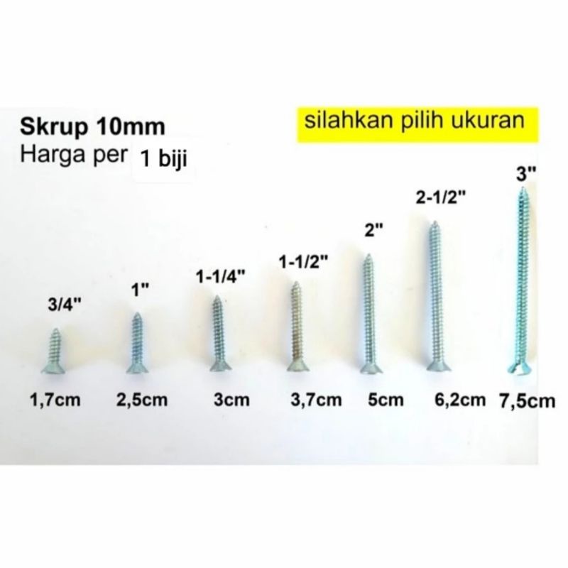 Jual Skrup Sekrup Putih Kepala Rata obeng plus + Moon Lion 10mm x 3/4 ...