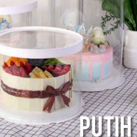 Jual Cake Box Bulat Dus Kue Kotak Kue Transparant Mika PET 22x22 cm ...