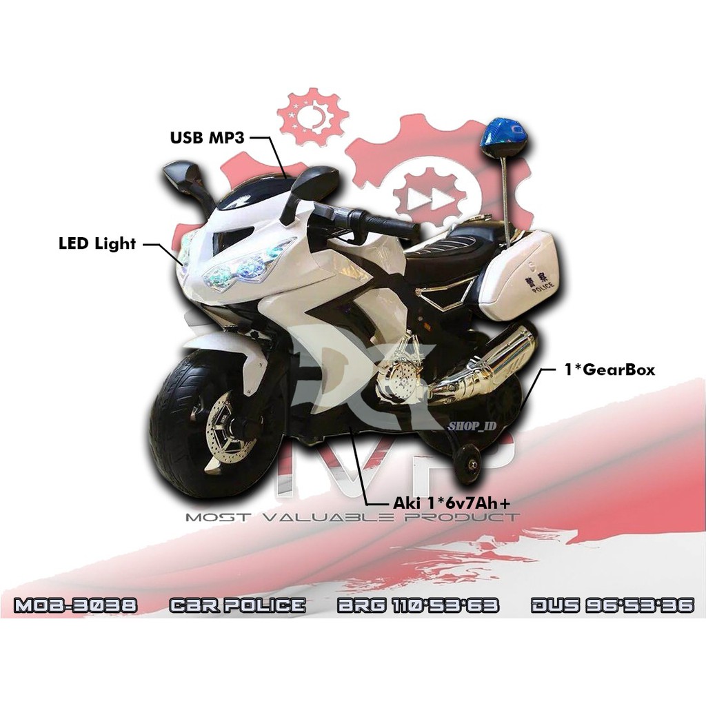 Jual Mainan anak motor aki CBR Polisi (MOB-3038) | Shopee Indonesia