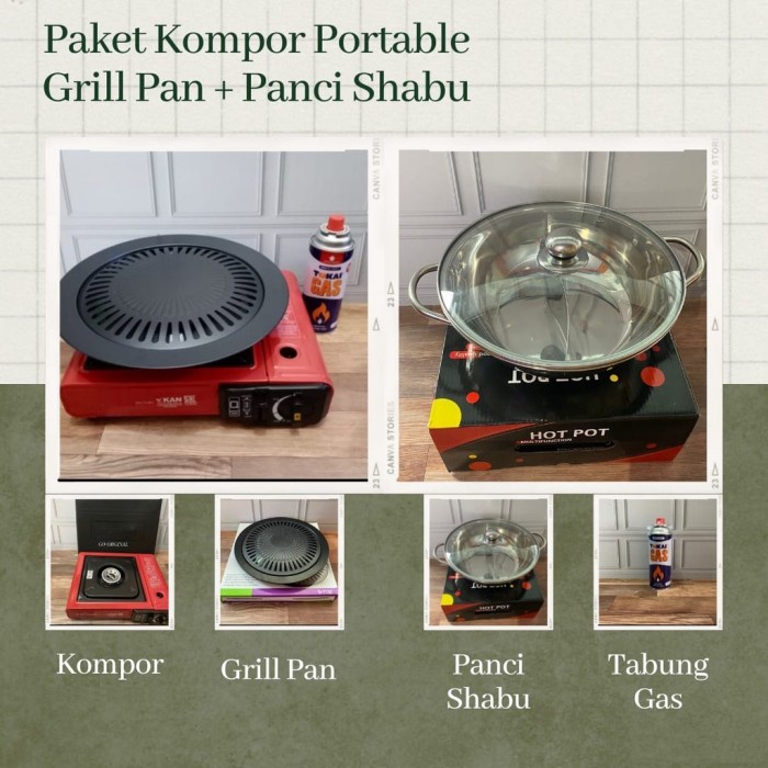 Jual Kompor Portable Paket Barbeque Grill Paket Suki Shabu Plus Tabung ...