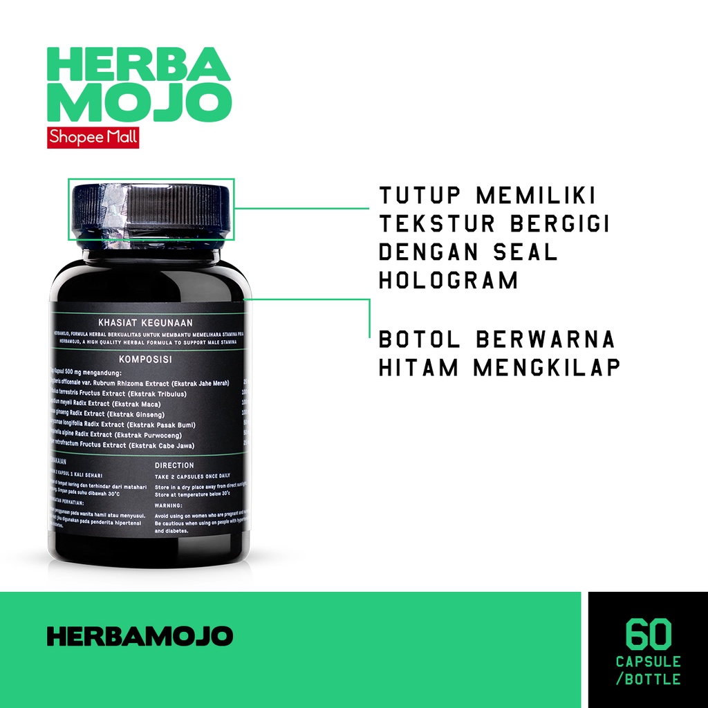 Jual Herbamojo Suplemen Herbal Vitalitas Stamina Pria - 30 Kapsul ...