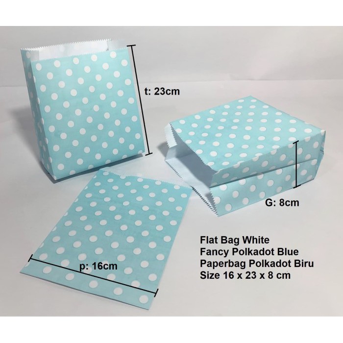 Jual Paperbag Flat Kantong Kertas Warna Biru Polkadot L Souvenir Kertas ...