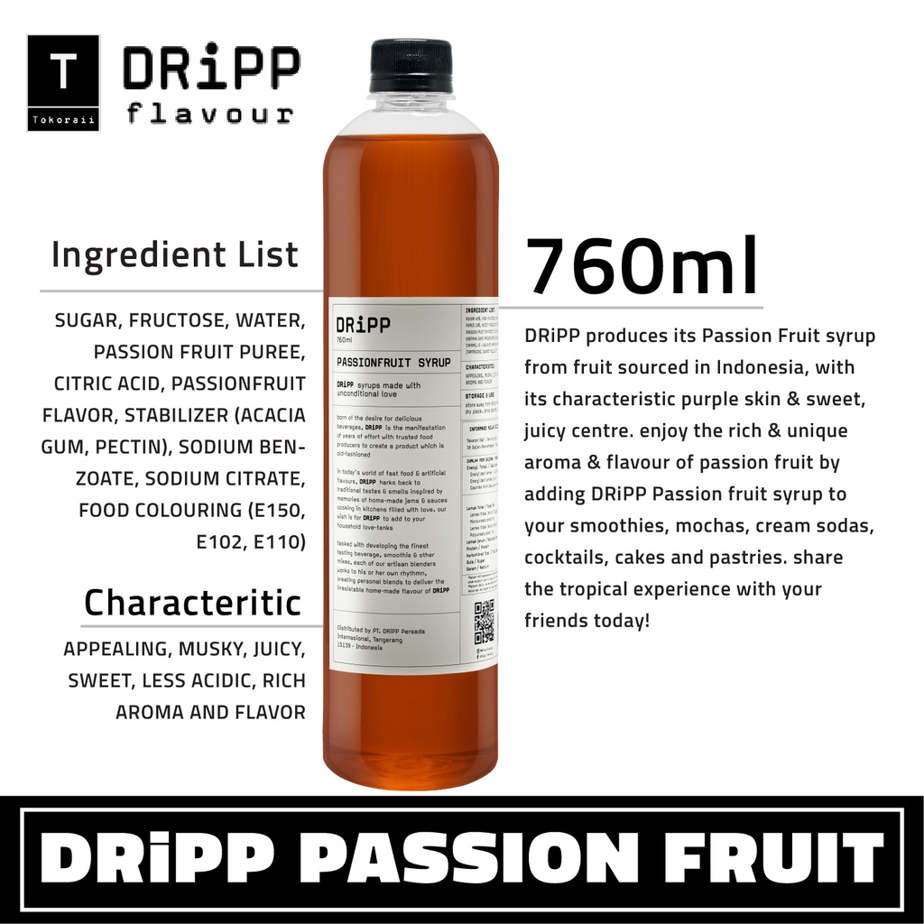 Jual Dripp Sirup / Syrup - Passion Fruit Syrup 760 ml ( Sirup Markisa ...