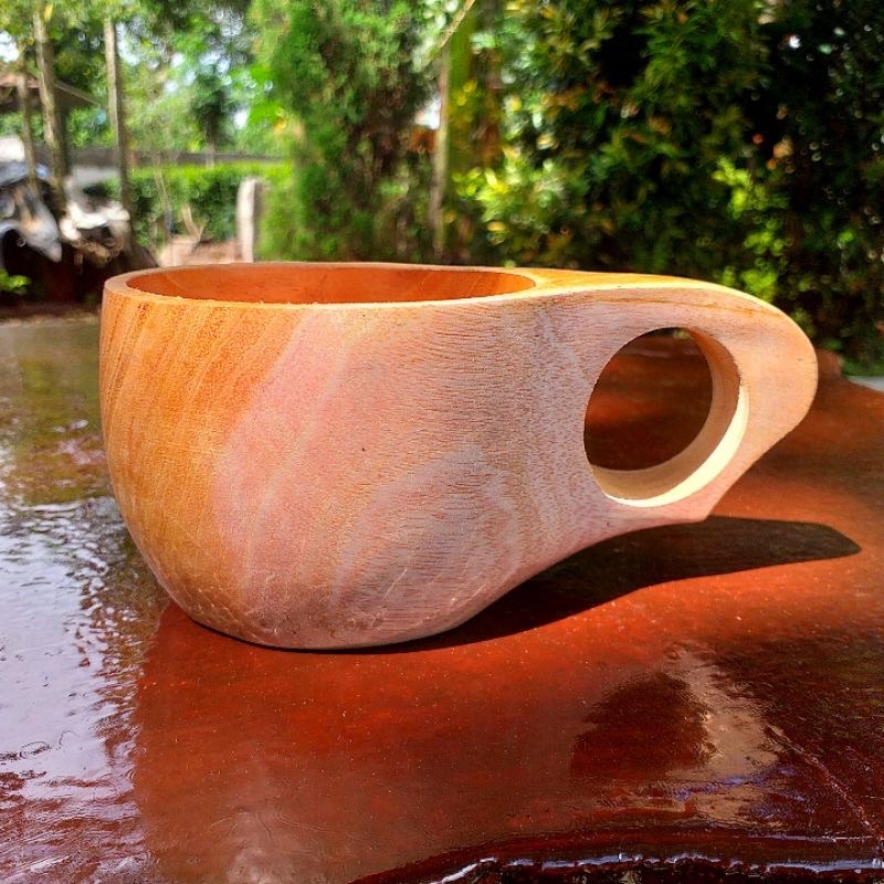 Jual Kuksa kayu mahoni gelas kayu bushcraft cangkir gelas kuksa ...