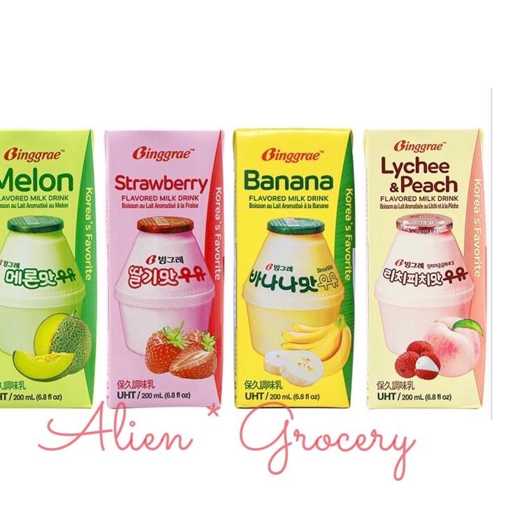 Jual Best! Binggrae Melon Strawberry Banana Lychee Peach Milk Susu ...