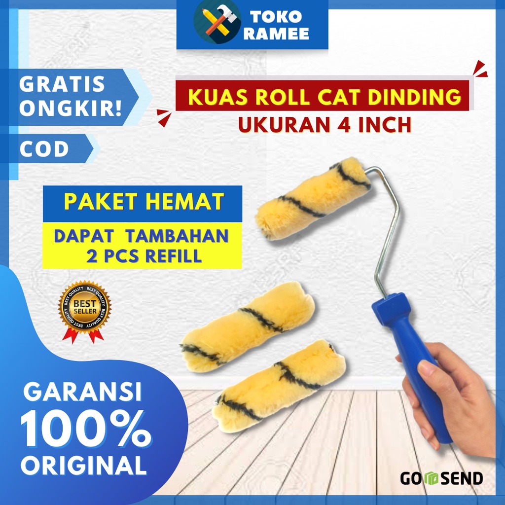 Jual (Set 3 Pcs) Kuas / Koas Rol Roll Roller Untuk Alat Cat / Cet ...