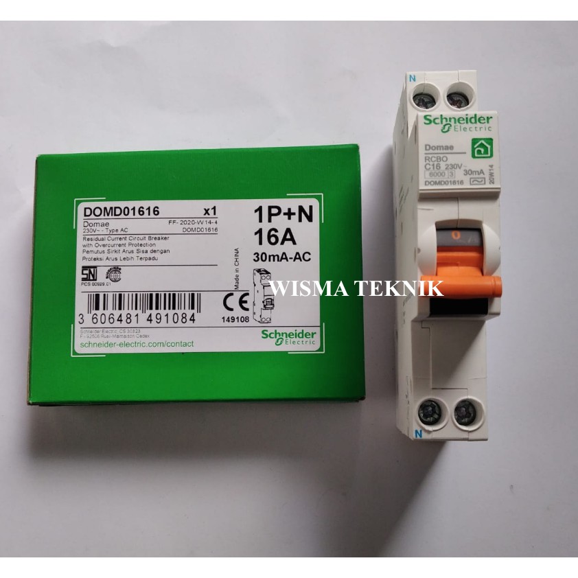 Jual RCBO SCHNEIDER Slim Domae 1P+N (MCB+ELCB) 16A - DOMD01616 | Shopee ...