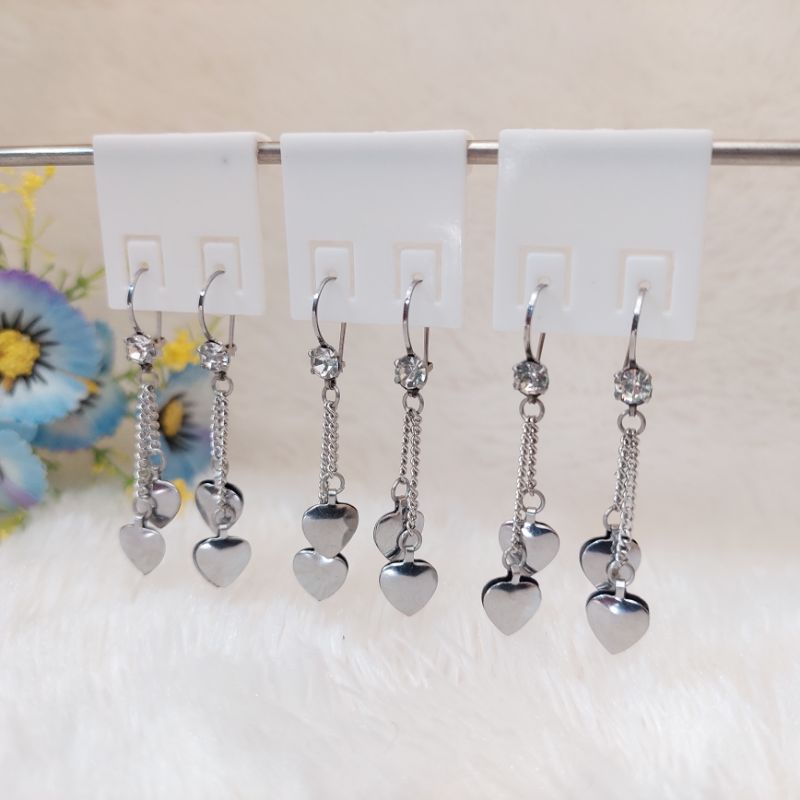 Jual Anting anak motif Love Rantai atas original baja besi putih anti ...