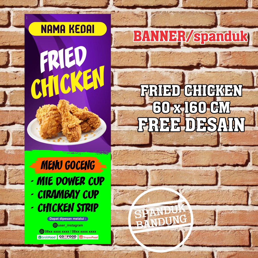 Jual spanduk banner fried chicken / banner fried chicken ukuran 60 x ...