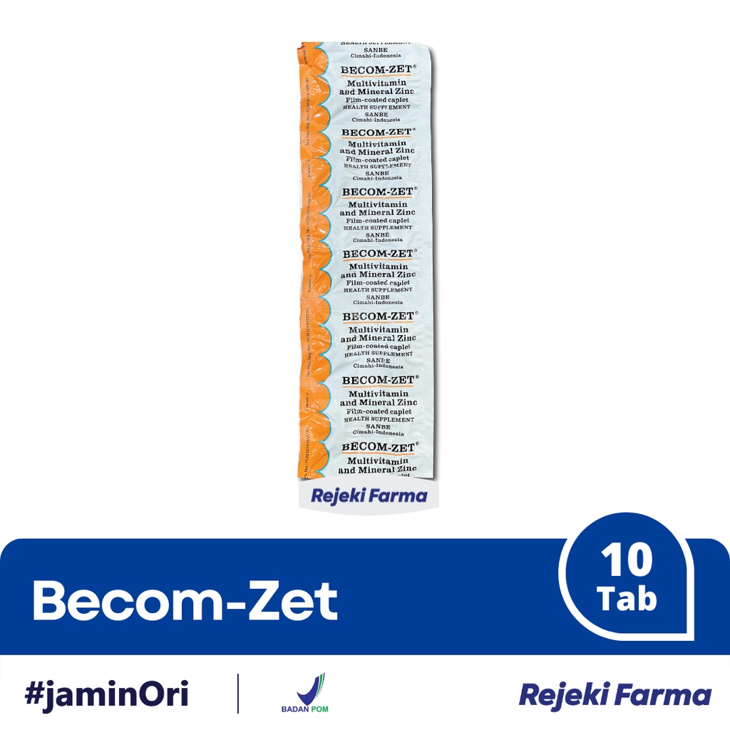 Jual BecomZet Becom-Zet Multivitamin per 1 strip Lembar 10 Tablet ...