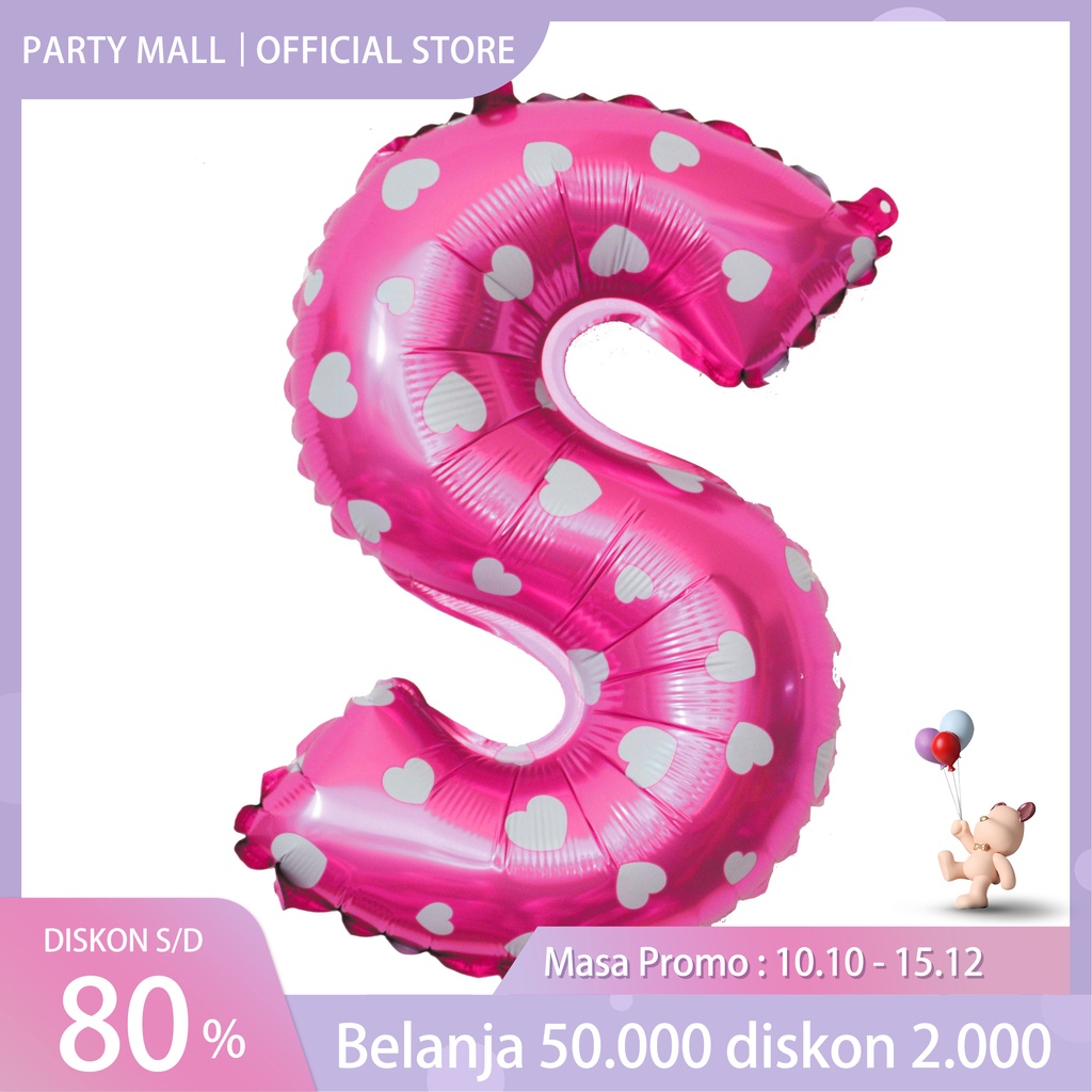 Jual Balon Foil Huruf Abjad Alphabet Pink 16 Inch 40cm A-Z Balon Foil ...