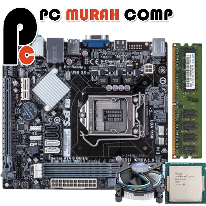 Jual Mainboard LGA 1150 H81 DENGAN PROCESSOR I3 4130 RAM 2GB PLUS FAN ...