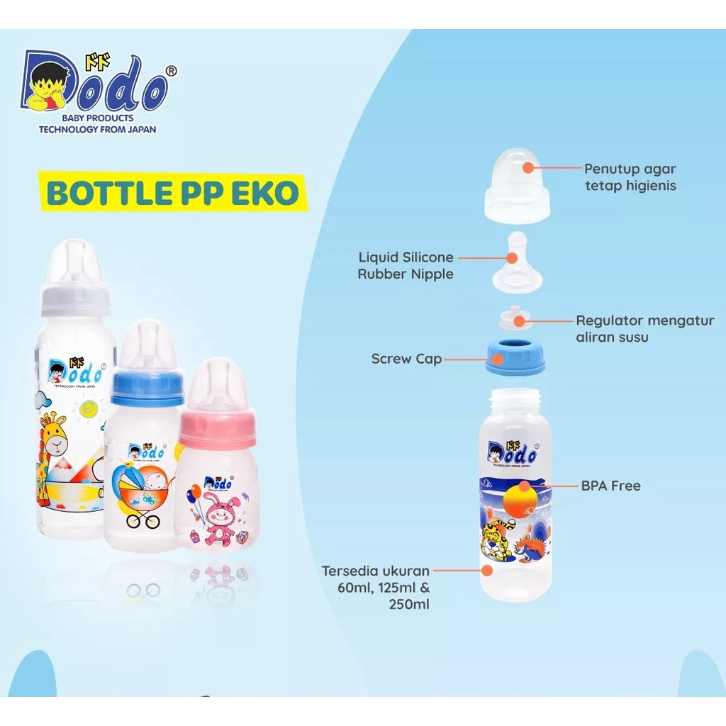 Jual DODO Japan Botol Susu Bottle PP Eko 9 OZ 270ml 120ml 60ml / Plus ...